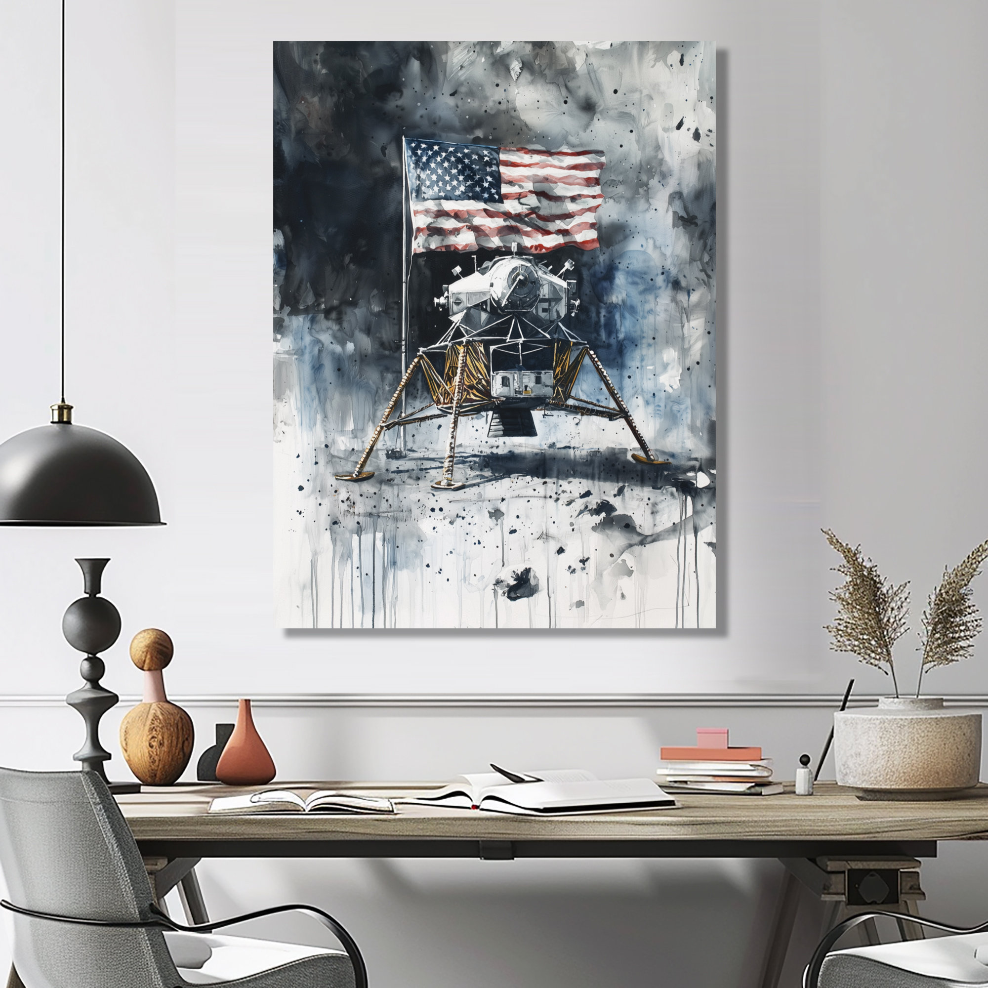 Ivy Bronx Abstract Apollo 13 Mission Moon Conquest IV - Moon Metal Wall ...