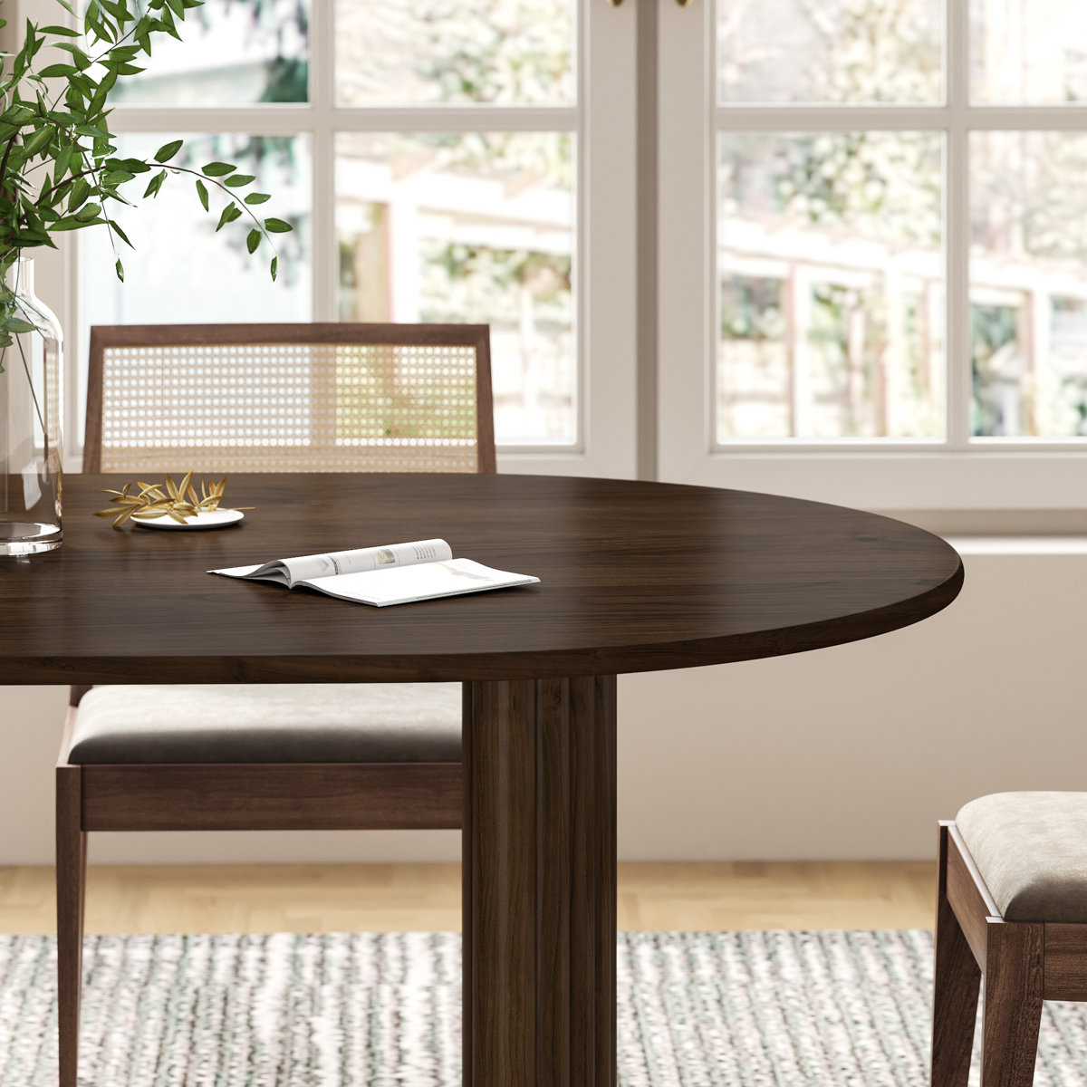 Latitude Run® 79" Double Pedestal Soild Wood Dining Table Oval Kitchen ...