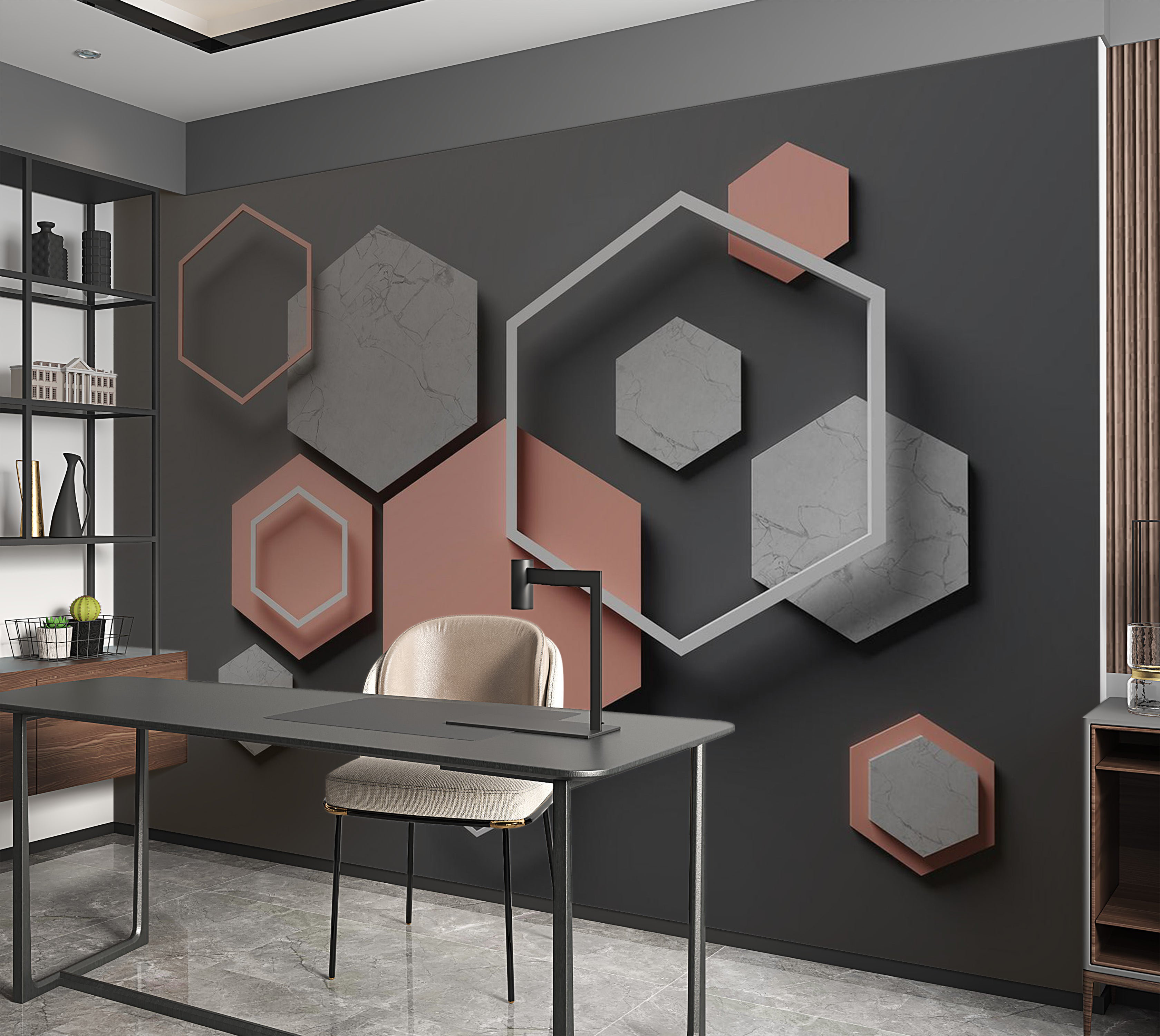 Corrigan Studio® Kalasky Hexagon Plan Wall Mural | Wayfair