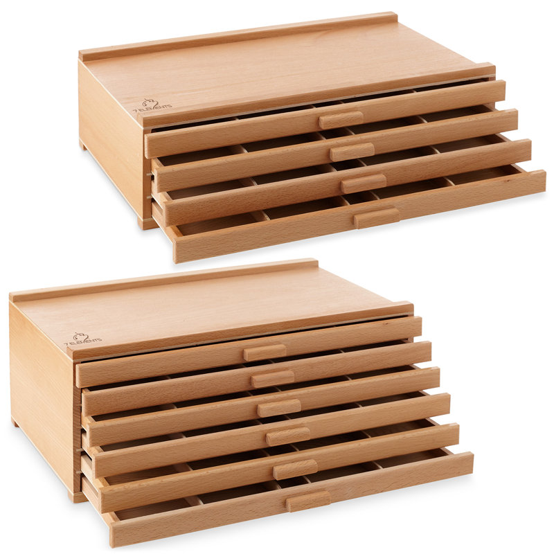 7 Elements 10 Drawer Beechwood Art Supply Storage Box | Wayfair