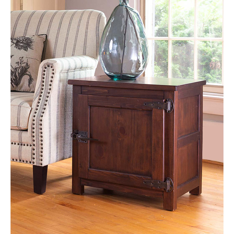 Plow & Hearth Portland Ice Box Wood Storage Side Table with Replica ...