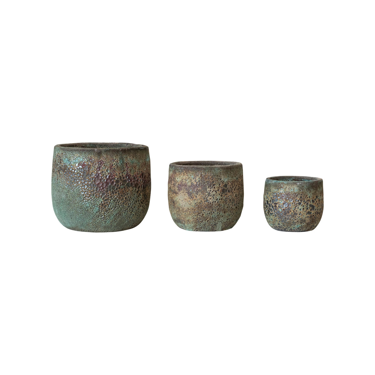 Joss & Main Clancey Textured Terra-cotta Planters, Multicolor, Set of 3 ...