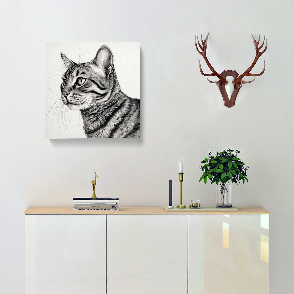 Marlow Home Co. Cat Drawing - No Frame Art Prints | Wayfair.co.uk