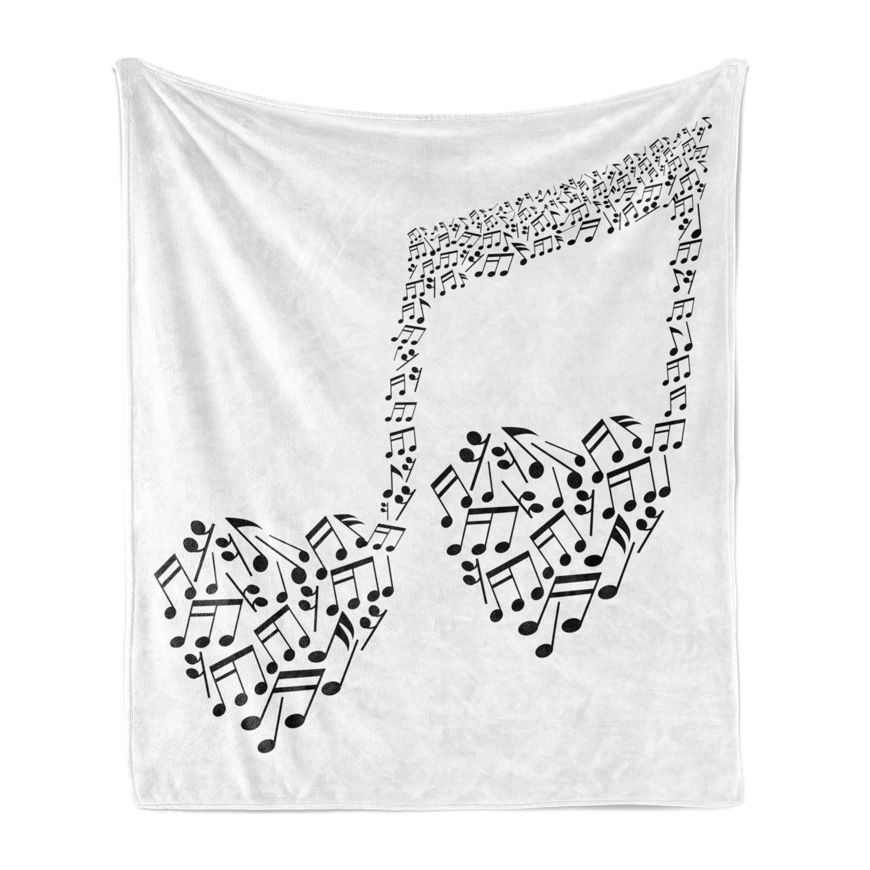 Ambesonne Music Fleece Throw Blanket Musical Note Love Art Black and ...
