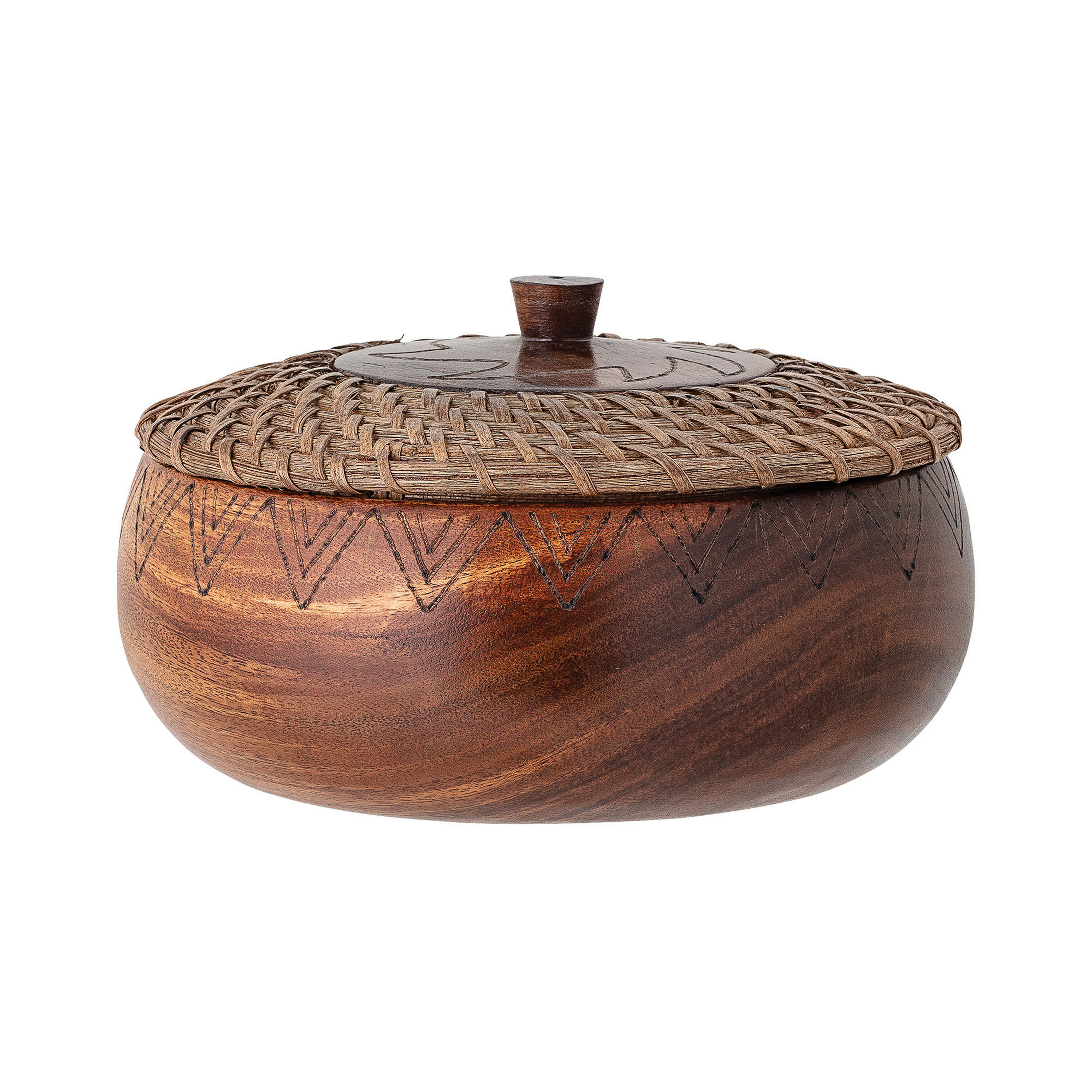 Dakota Fields Lilah Round Woven Rattan and Acacia Kitchen Container ...