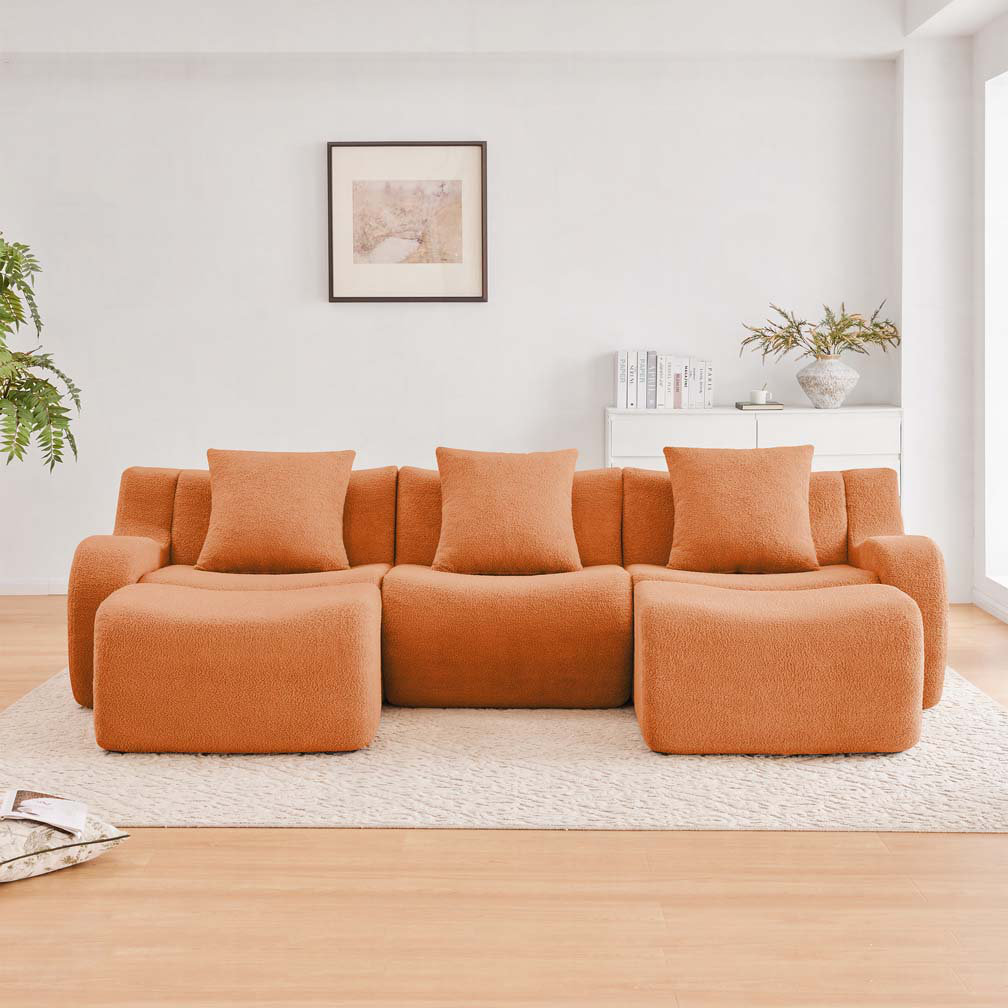 Corrigan Studio® Teddy Fabric Modual Sofa with 2 Ottoman,No Assembly ...