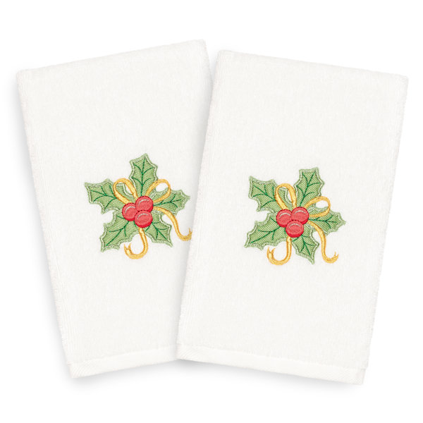 Linum Home Textiles Christmas Holly Bunch Embroidered Luxury Turkish ...