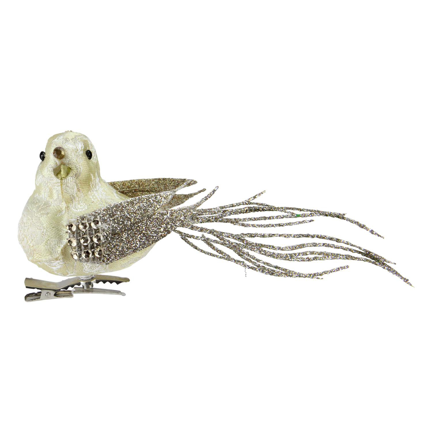 Northlight Seasonal 6.5" Ivory and White Glittered Bird Christmas Clip ...
