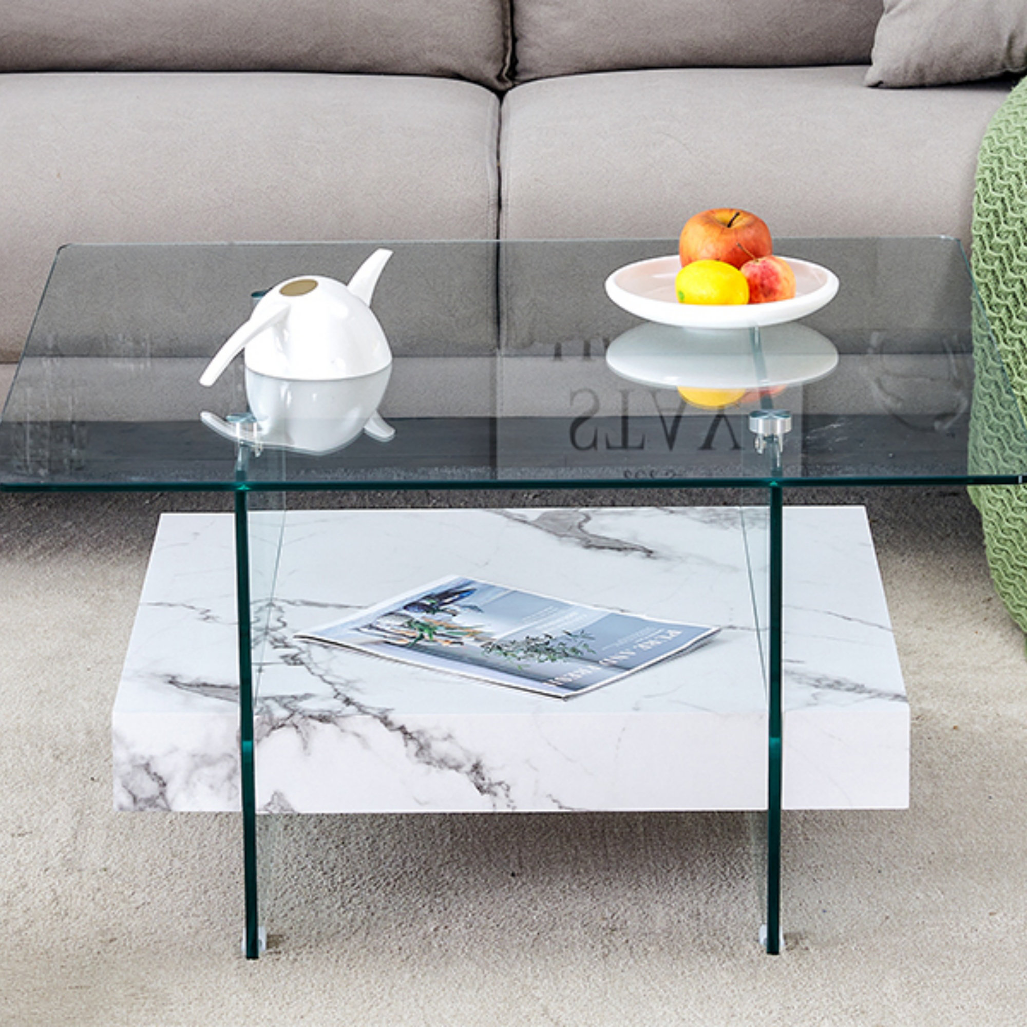 Wrought Studio™ 31.4 Inch Modern Two-Tier Square Coffee Table - An ...