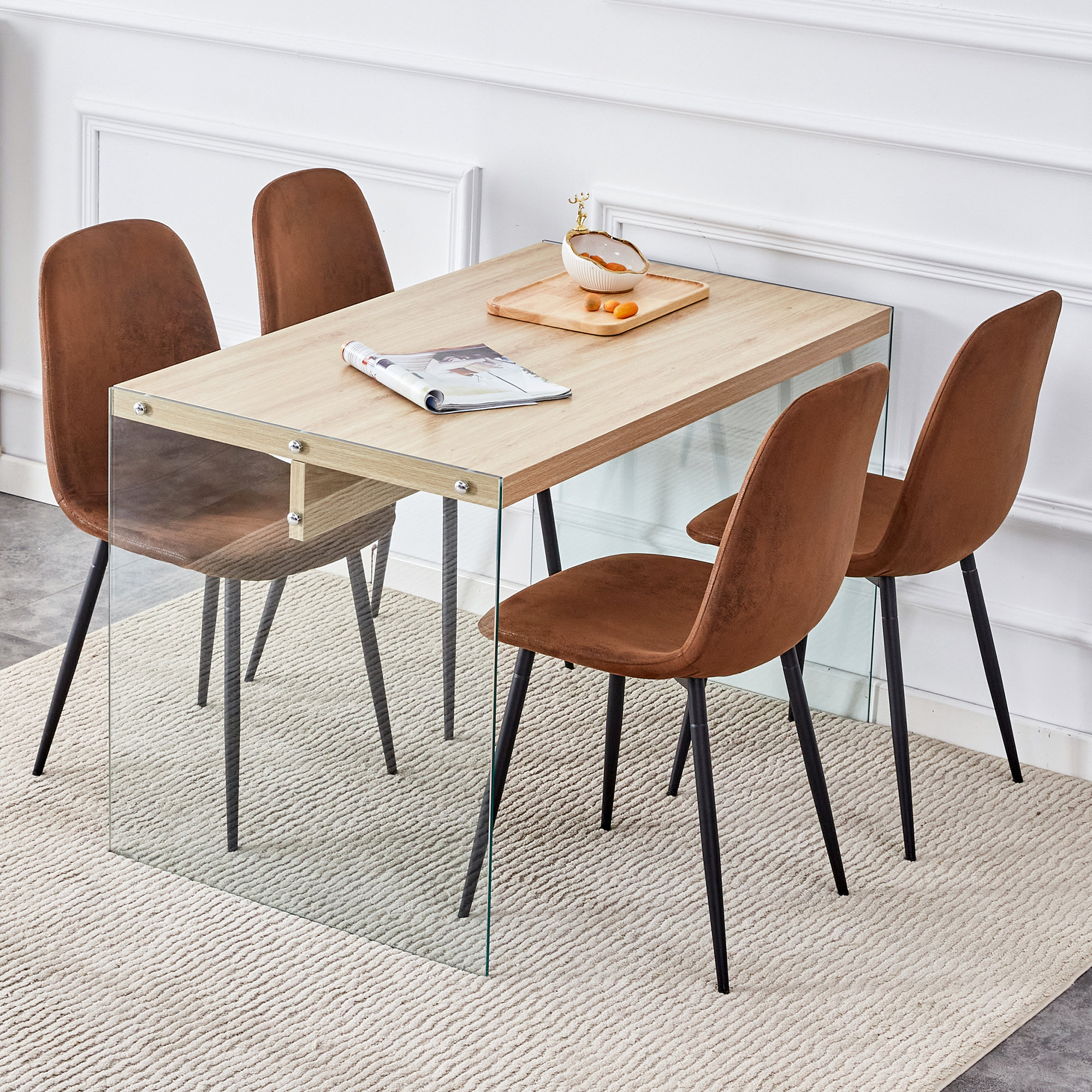 Wrought Studio™ Wood Texture MDF Coffee & Dining Table Set With ...