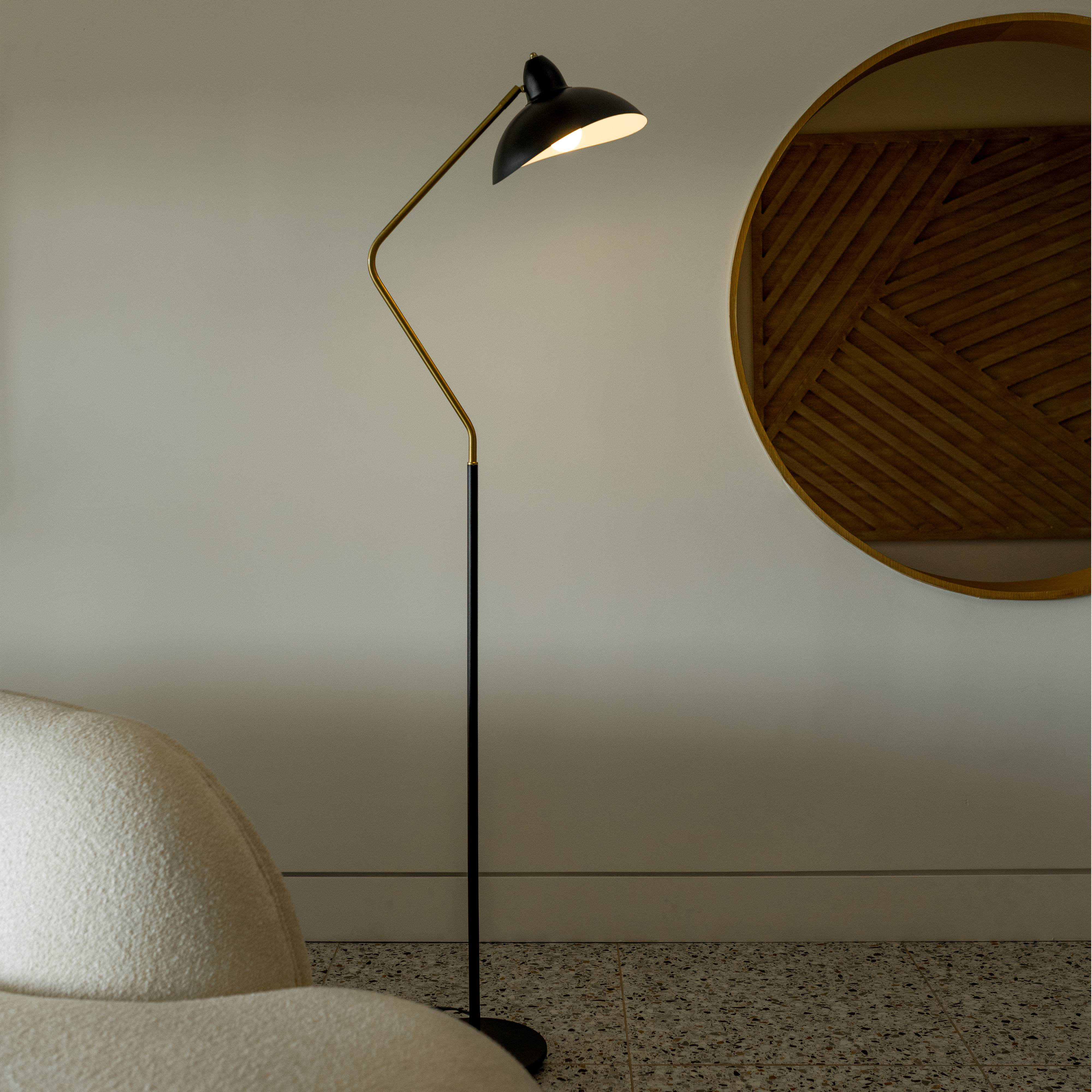 Brightech Swoop 69 in. Industrial 1-Light Adjustable LED Floor Lamp ...