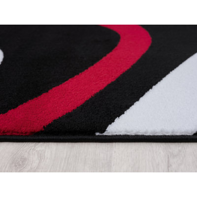 Ebern Designs Fordbridge Machine Woven Performance Red/Black Rug ...