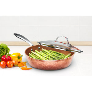Gotham Steel Hammered Copper 10'' Nonstick Frying Pan with Lid, Stay ...