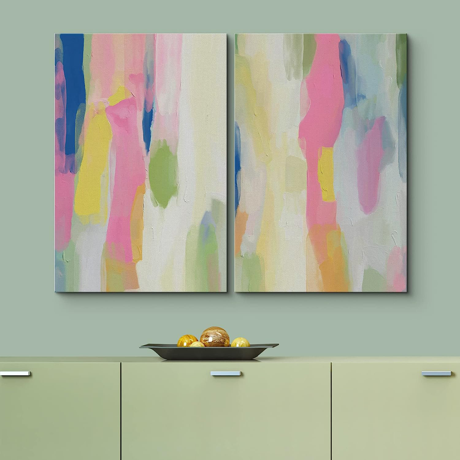 SIGNLEADER Framed Canvas Print Wall Art Set Multicolor Pastel Paint ...