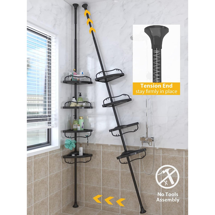Rebrilliant Tension Pole Stainless Steel Shower Caddy | Wayfair