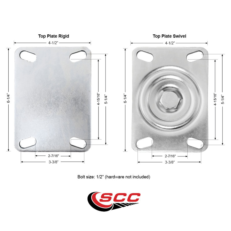 Service Caster 4 Piece Rubber on Steel Caster Set | Wayfair