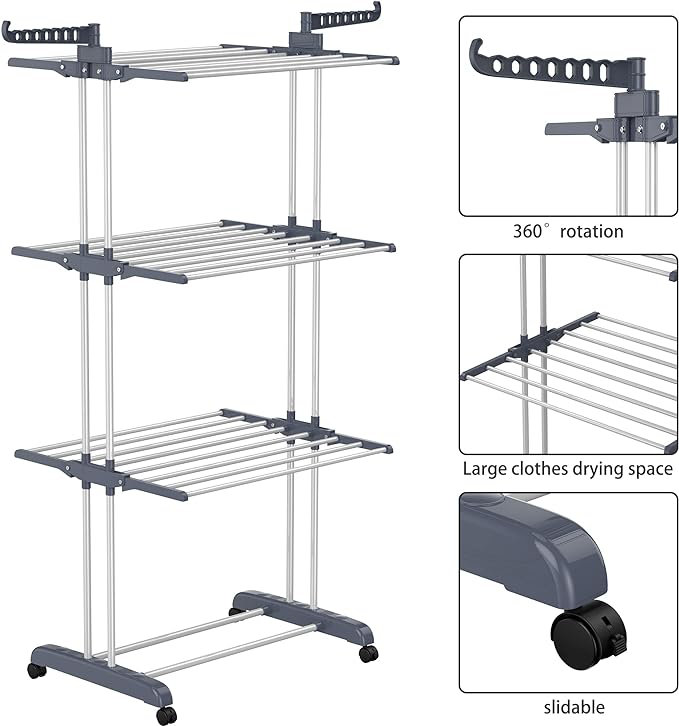 Rebrilliant Foldable Rolling Drying Rack | Wayfair