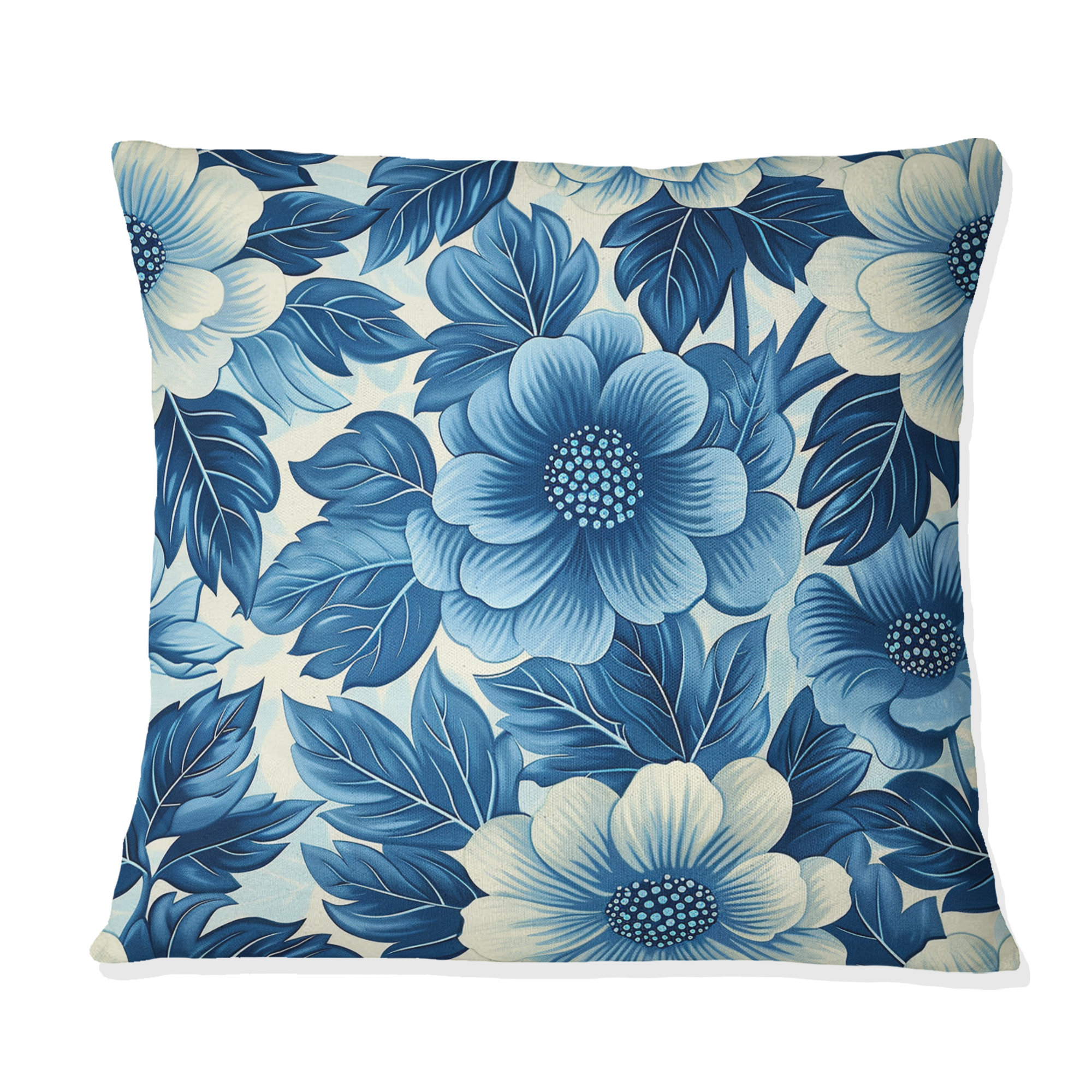 Design Art Cobalt Blue Floral Transitional V - Transitional Throw ...