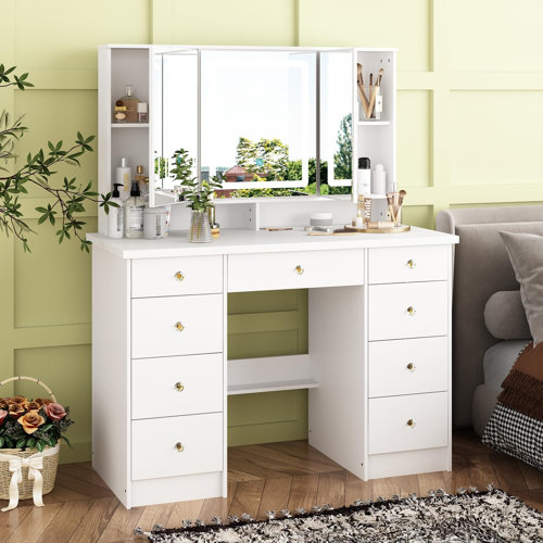 Ivy Bronx Dressing Table With 9 Drawers | Wayfair.co.uk