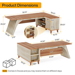 George Oliver 78.74" L-shaped Executive Desk, Large Computer Desk With ...
