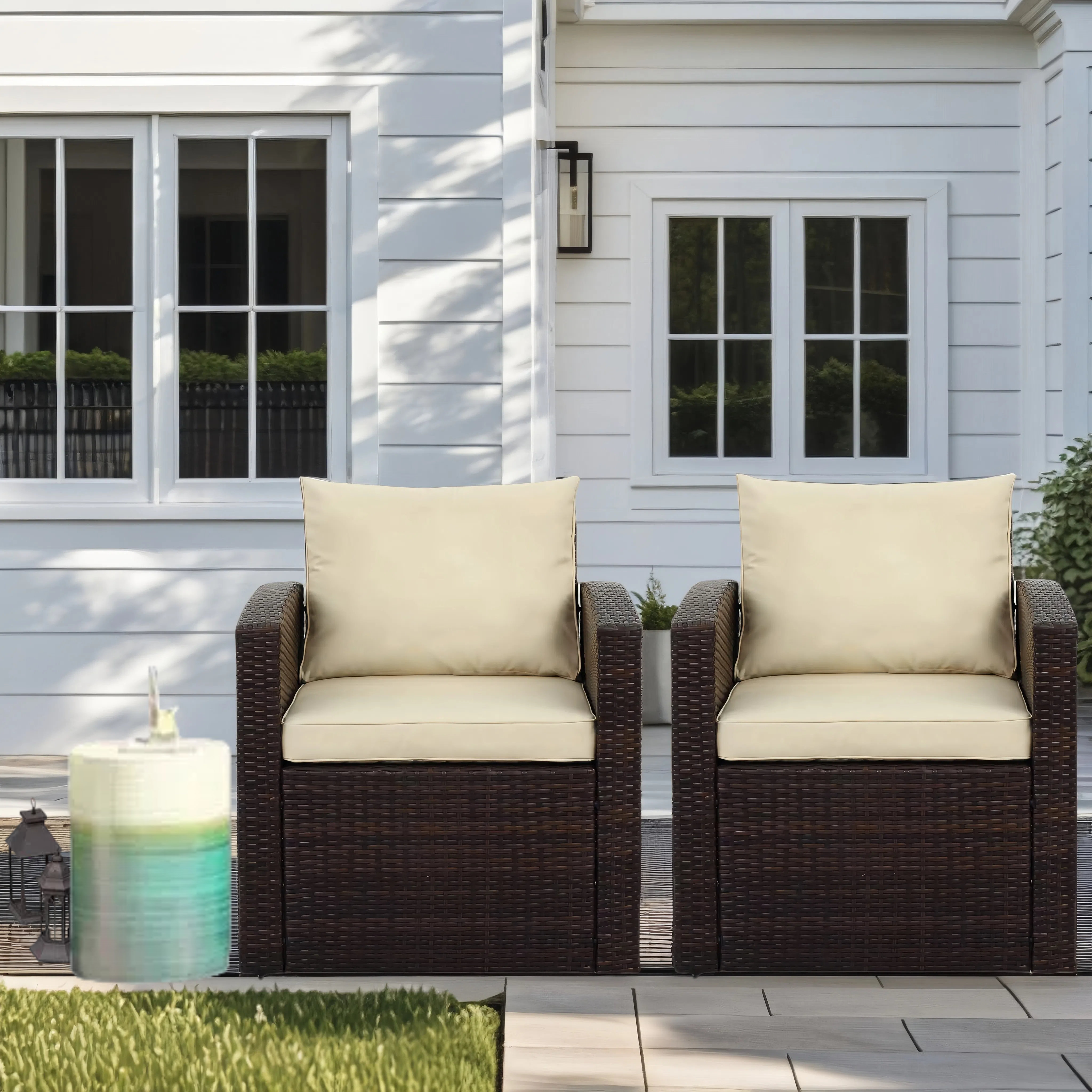 Lark Manor™ Arroya Wicker Outdoor Club Chair Patio 2 Person Seating ...