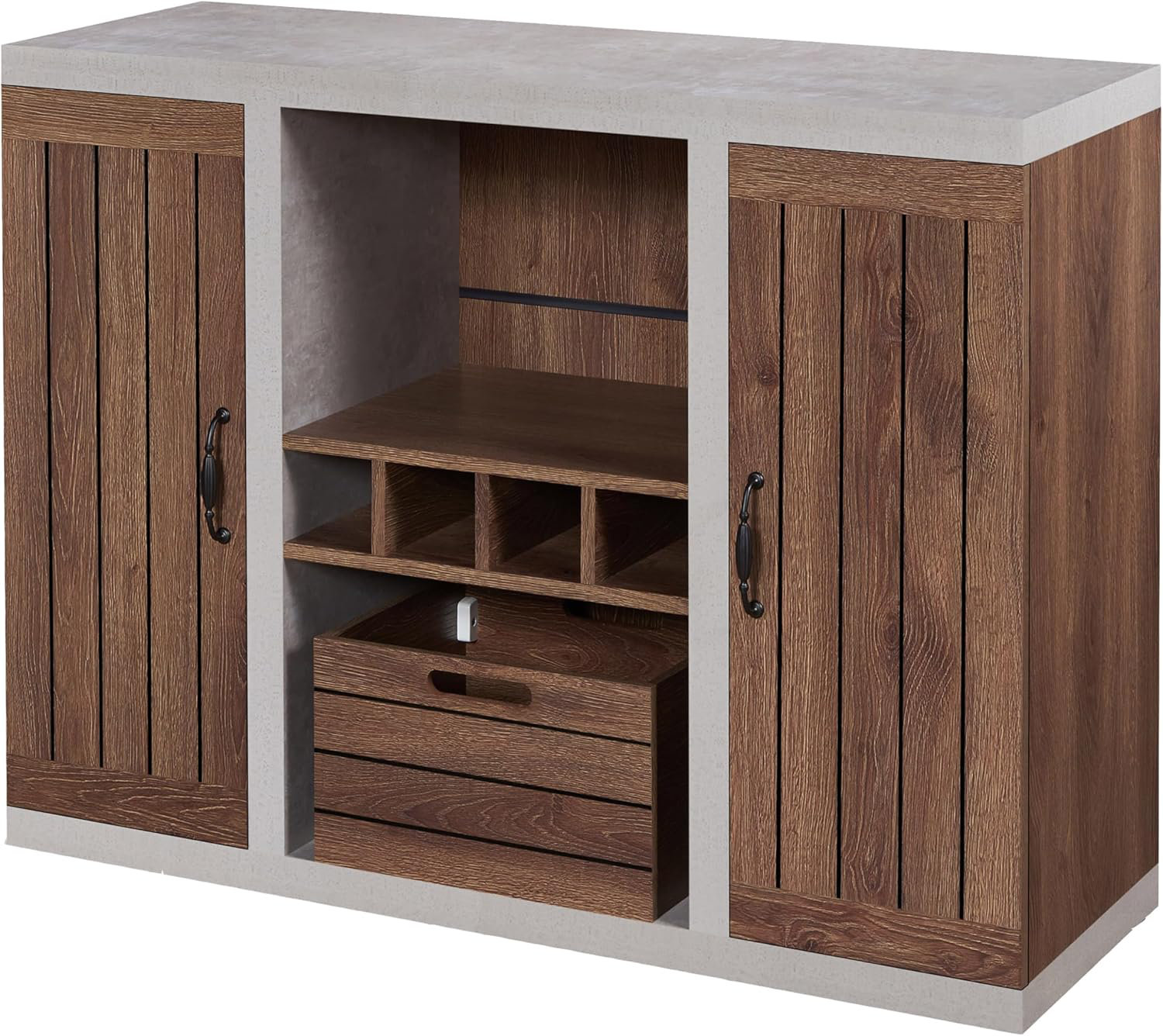 Loon Peak® Inside + Out Industrial Two-Tone Buffet - Distressed Walnut ...