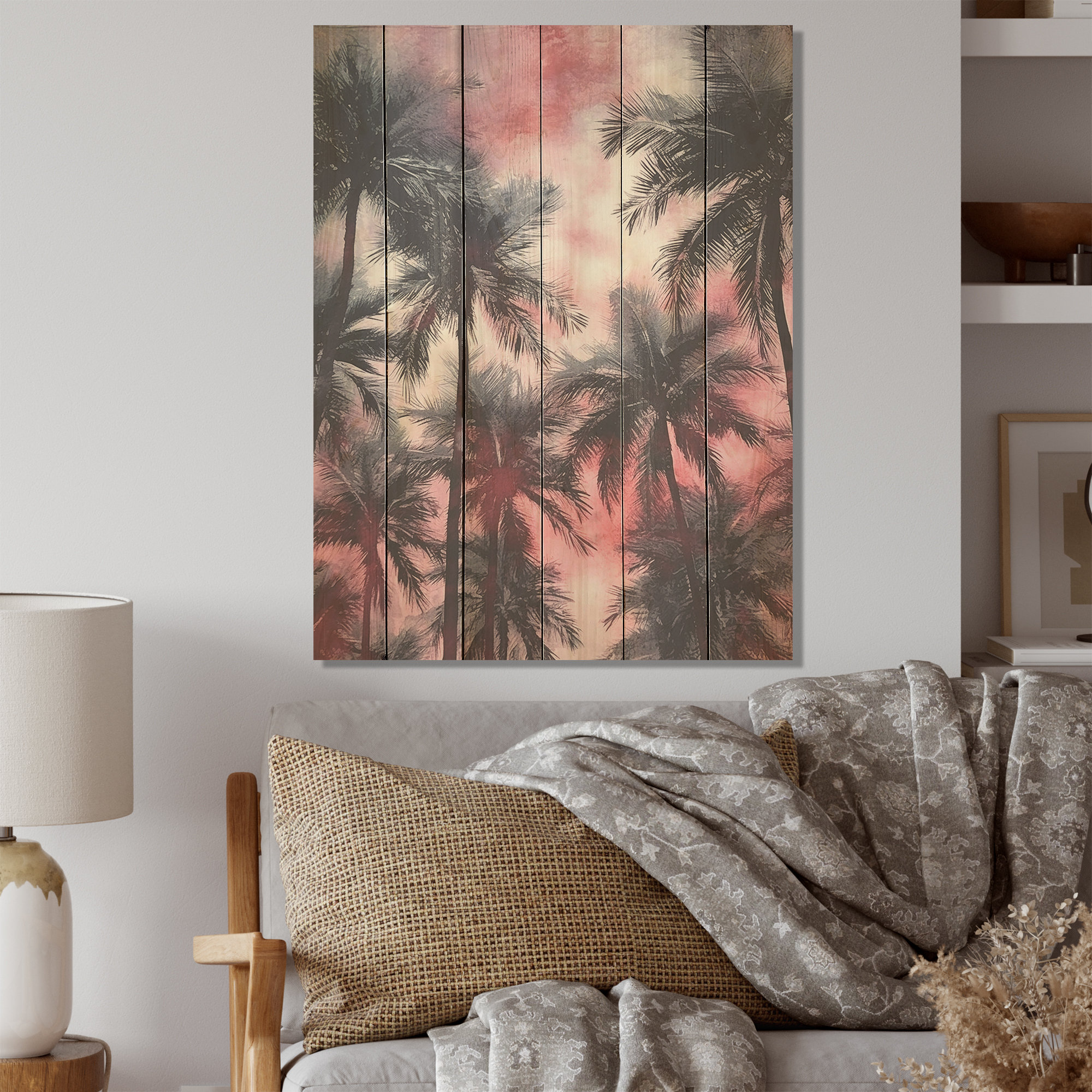 Ophelia & Co. Vintage Pink Palm Trees Shadows - Palms & Palm Trees Wood ...