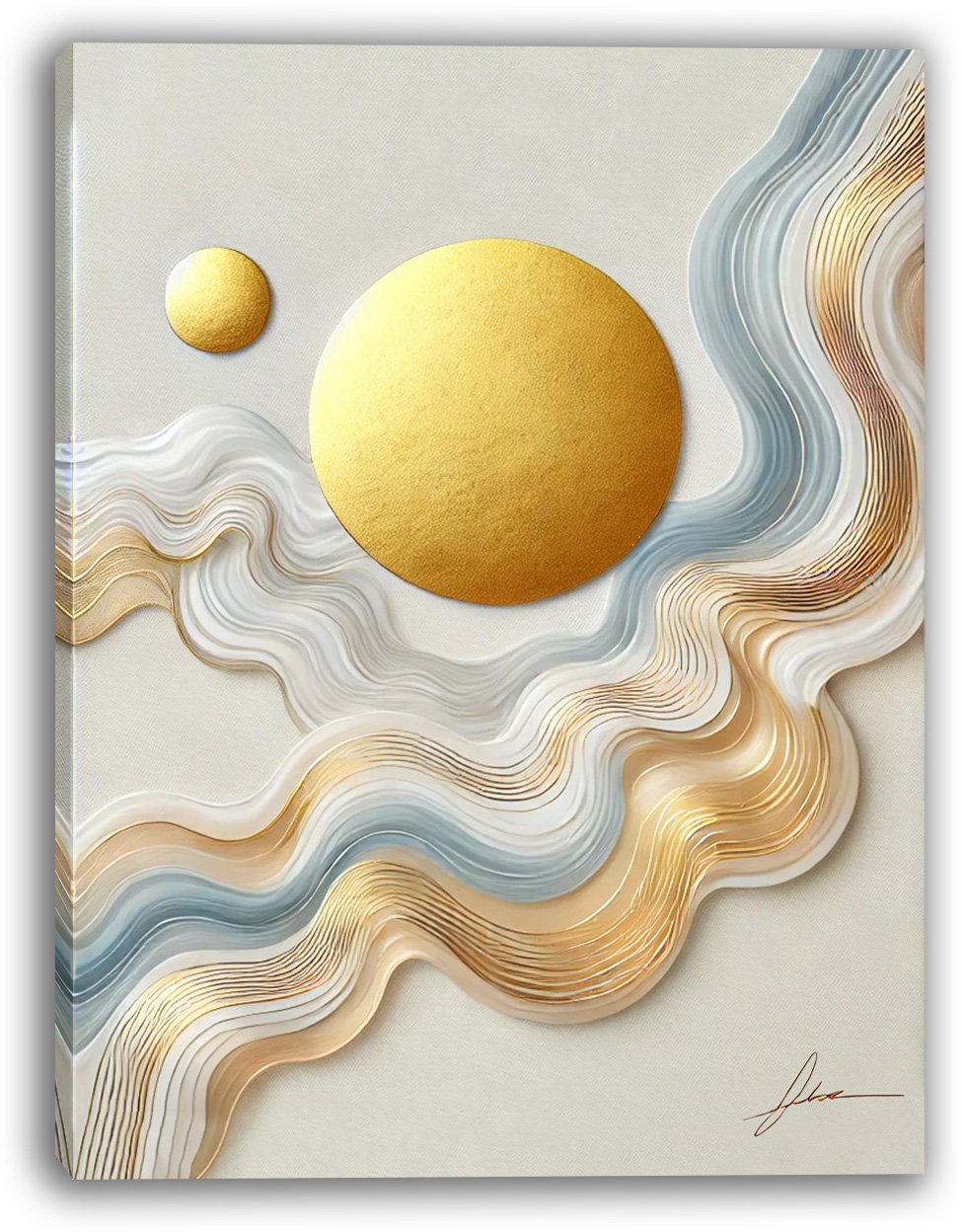 Mercer41 Golden Synergy - Abstract Canvas Art with Flowing Gold ...