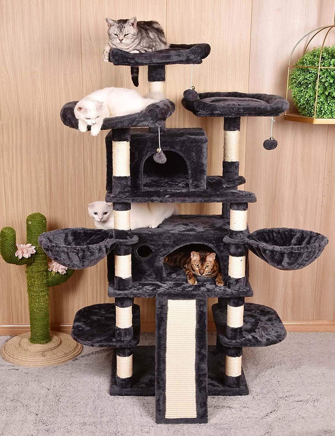 Tucker Murphy Pet™ Lima Pet Heavy Duty Carpet 68 Inch Multi-Level Cat Tree Condos and Scratching ...