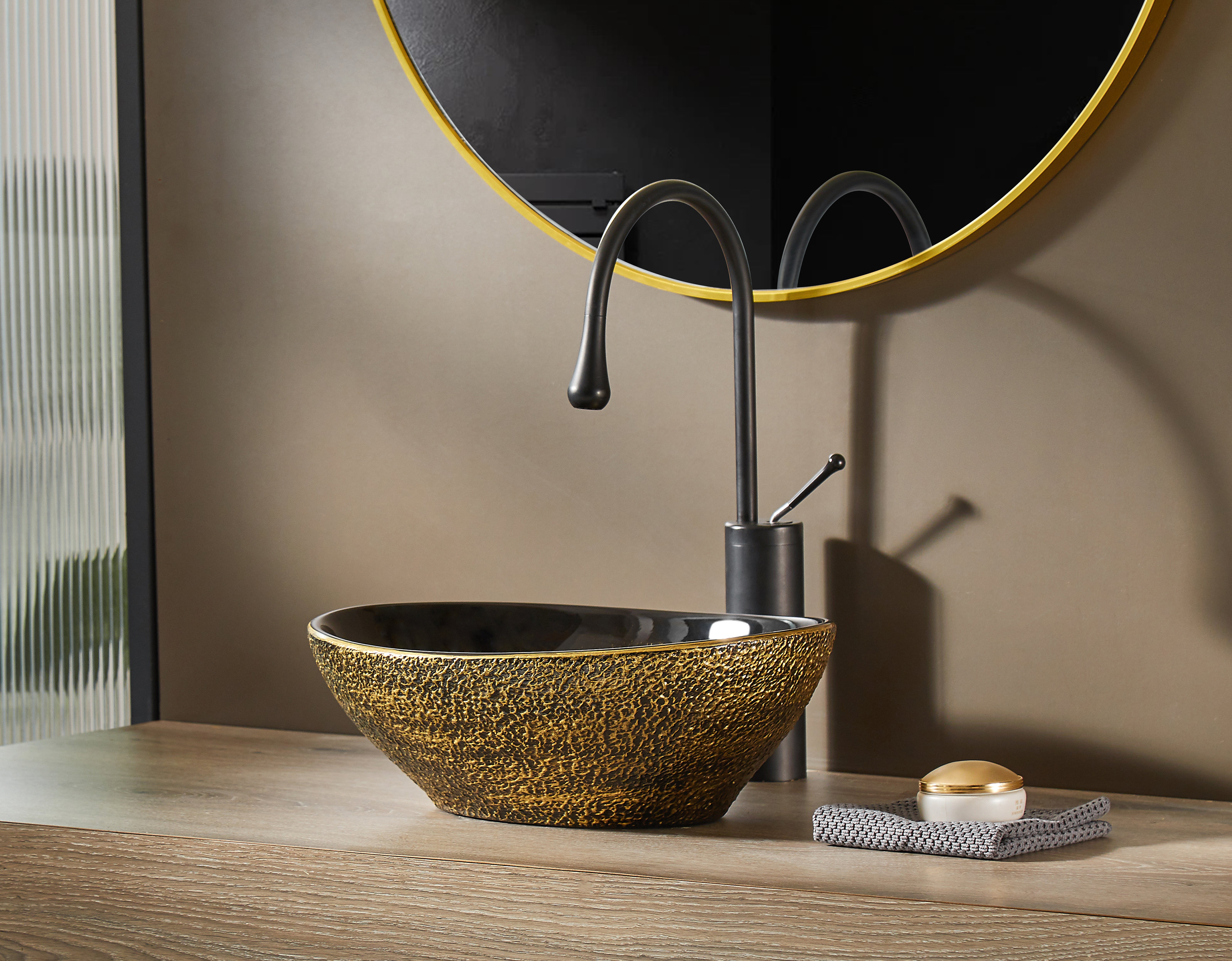 MEJE 16x13-Inch Oval Egg Shape Bathroom Vessel Sink, Antique Pattern ...