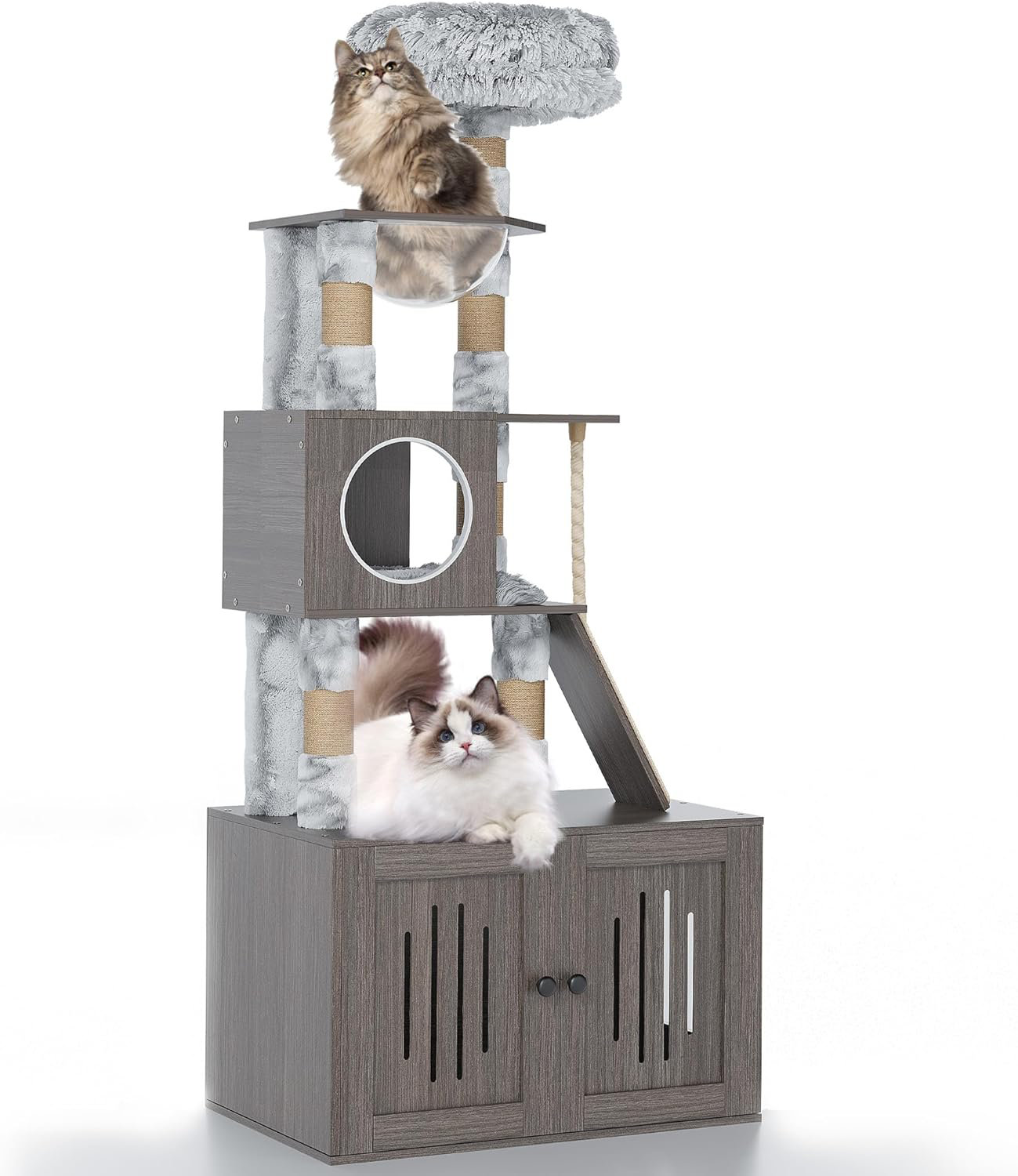 Tucker Murphy Pet™ Cat Tree With Litter Box Enclosure, Modern Cat Tower ...
