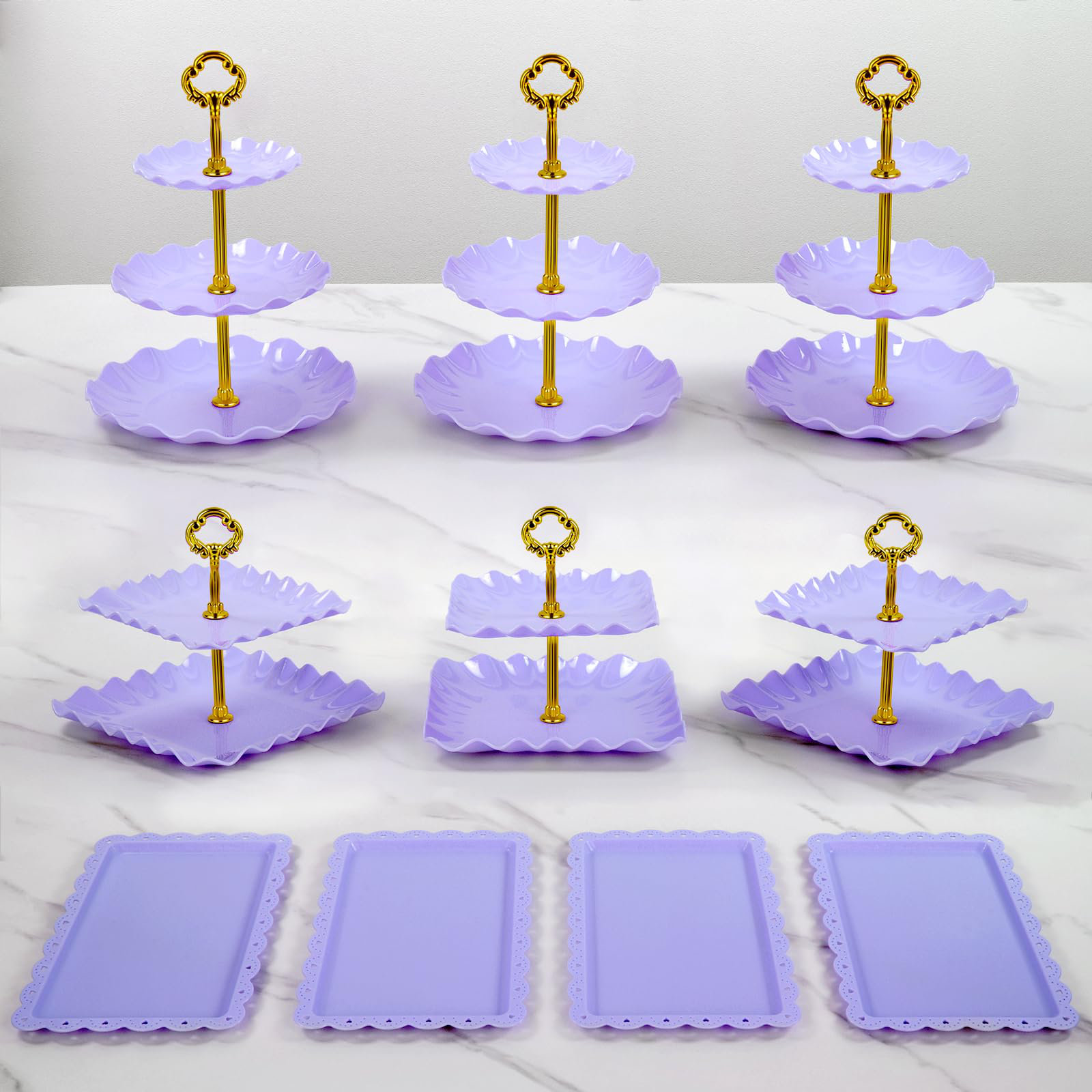 Mercer41 Pack Of 10 Cake Stand Set, With 3 X Two-tier And 3 X Three ...