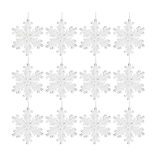 The Holiday Aisle® Clear Acrylic Snowflake Oranment (Set of 12) | Wayfair