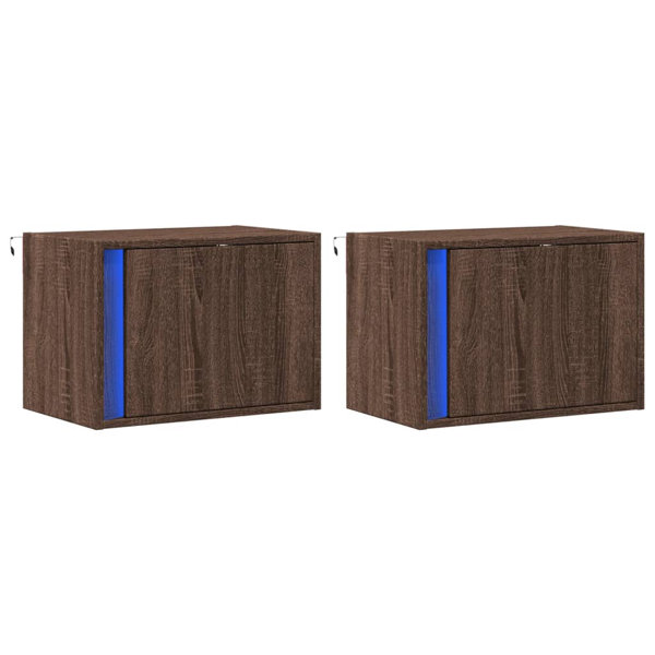 Metro Lane Vidaxl wall-mounted bedside tables with LED lights | Wayfair ...