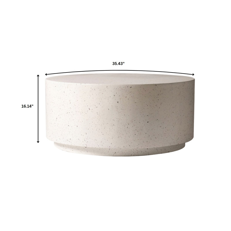 LeisureMod 36" Fiberstone Round Floating Side Table - Indoor/Outdoor ...