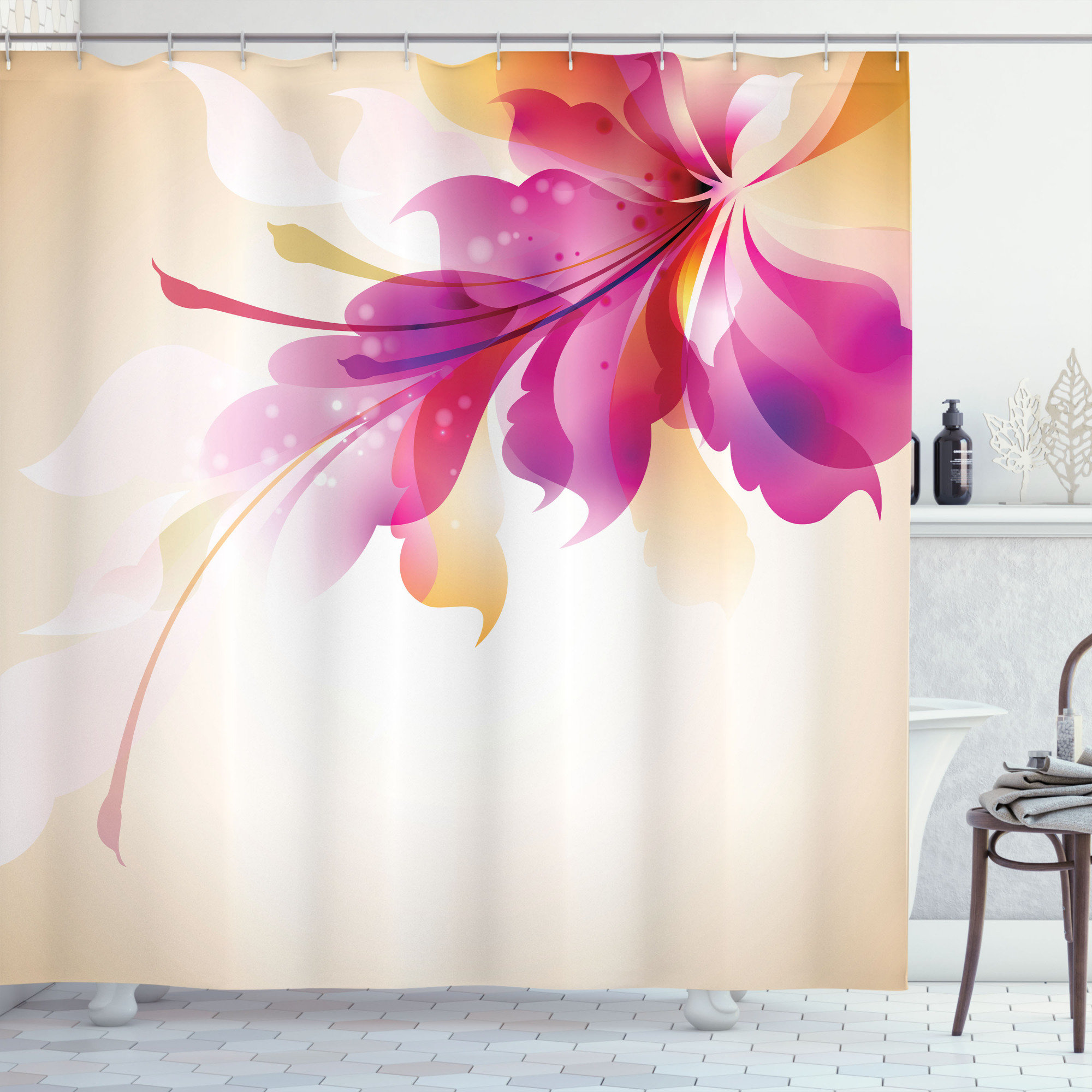 Ebern Designs Alexzandria Floral Point And Leaf Single Shower Curtain
