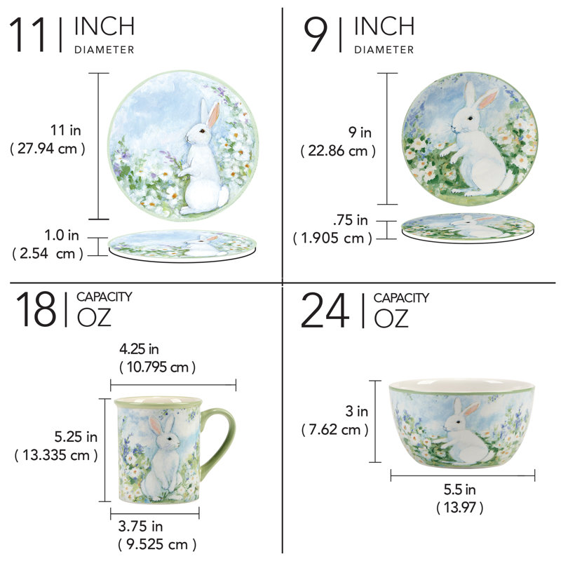 Certified International Easter Morning 16pc Dinnerware Set of 4 Dinner ...