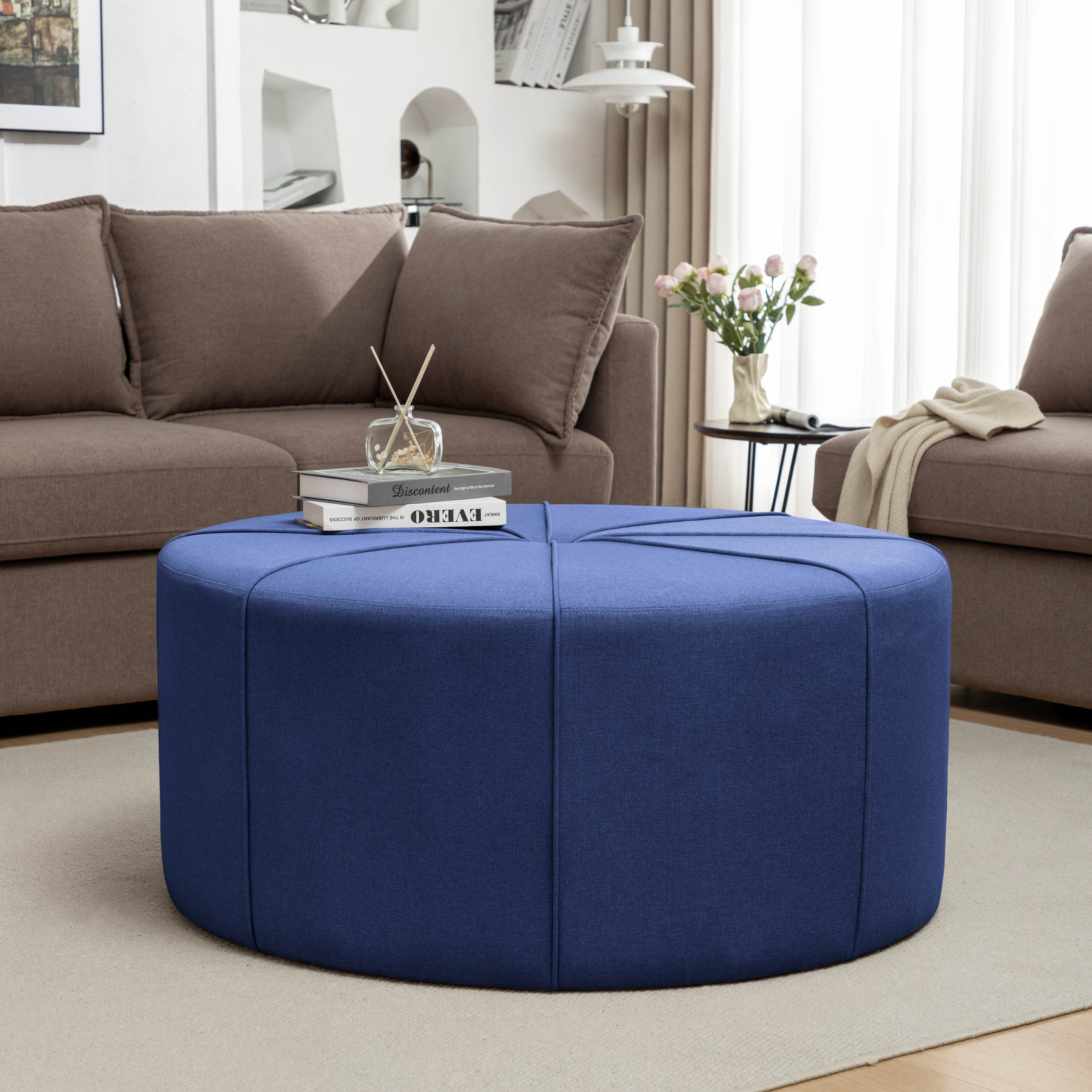 Wrought Studio™ Aron 39.4" Fabric Round Cocktail Ottoman & Reviews ...