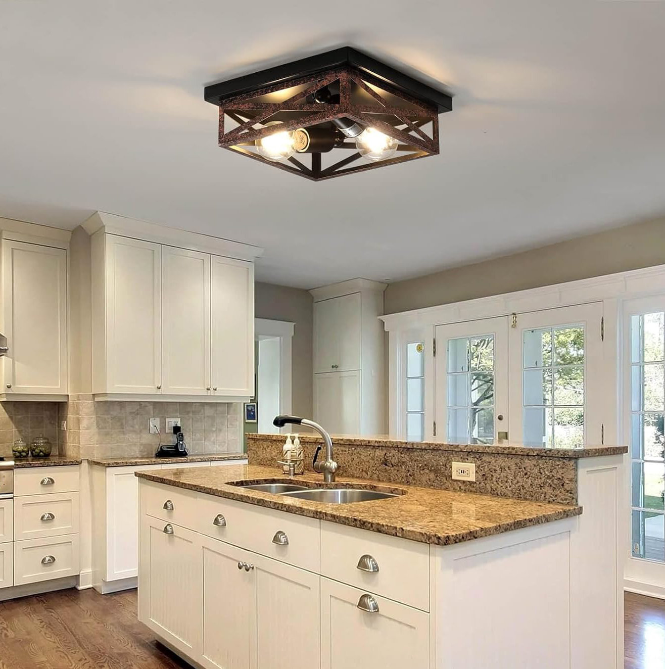 Suprib Farmhouse Flush Mount Ceiling Light ,Modern Rustic Industrial ...