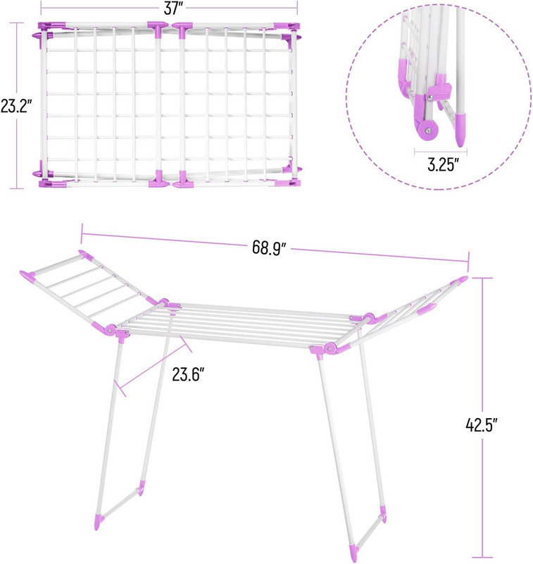 Novond Clothes Drying Rack, Gullwing Laundry Rack, Collapsible | Wayfair