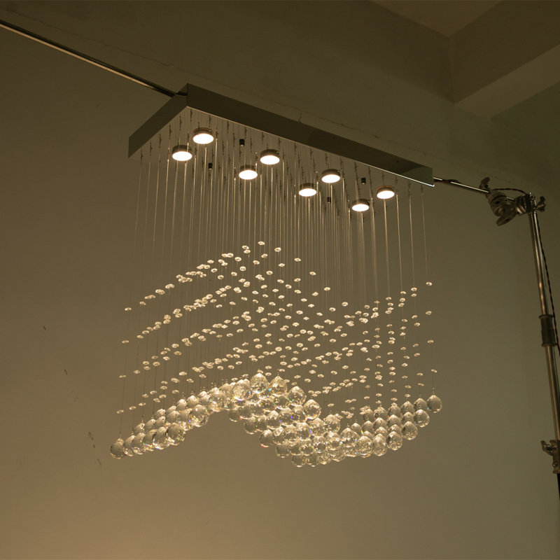 House of Hampton® 8-Light Modern Wave Shape Crystal Beaded Pendant ...