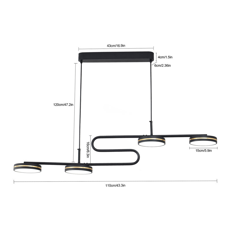 Wrought Studio Elorah 4 - Light Black LED Kitchen Island Pendant | Wayfair