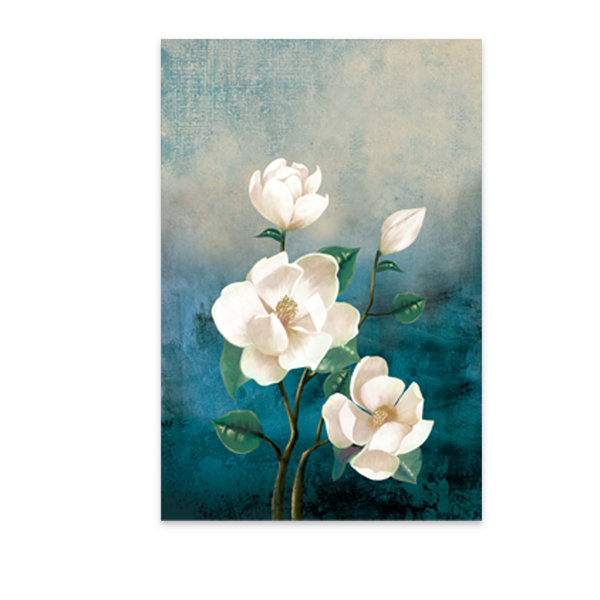 Red Barrel Studio® Teal Turquoise Flower - Wrapped Canvas Drawing Print ...