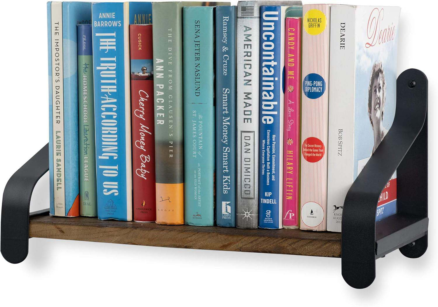 17 Stories 16" Floating Wall Bookshelf With Cast Iron Brackets Wall ...