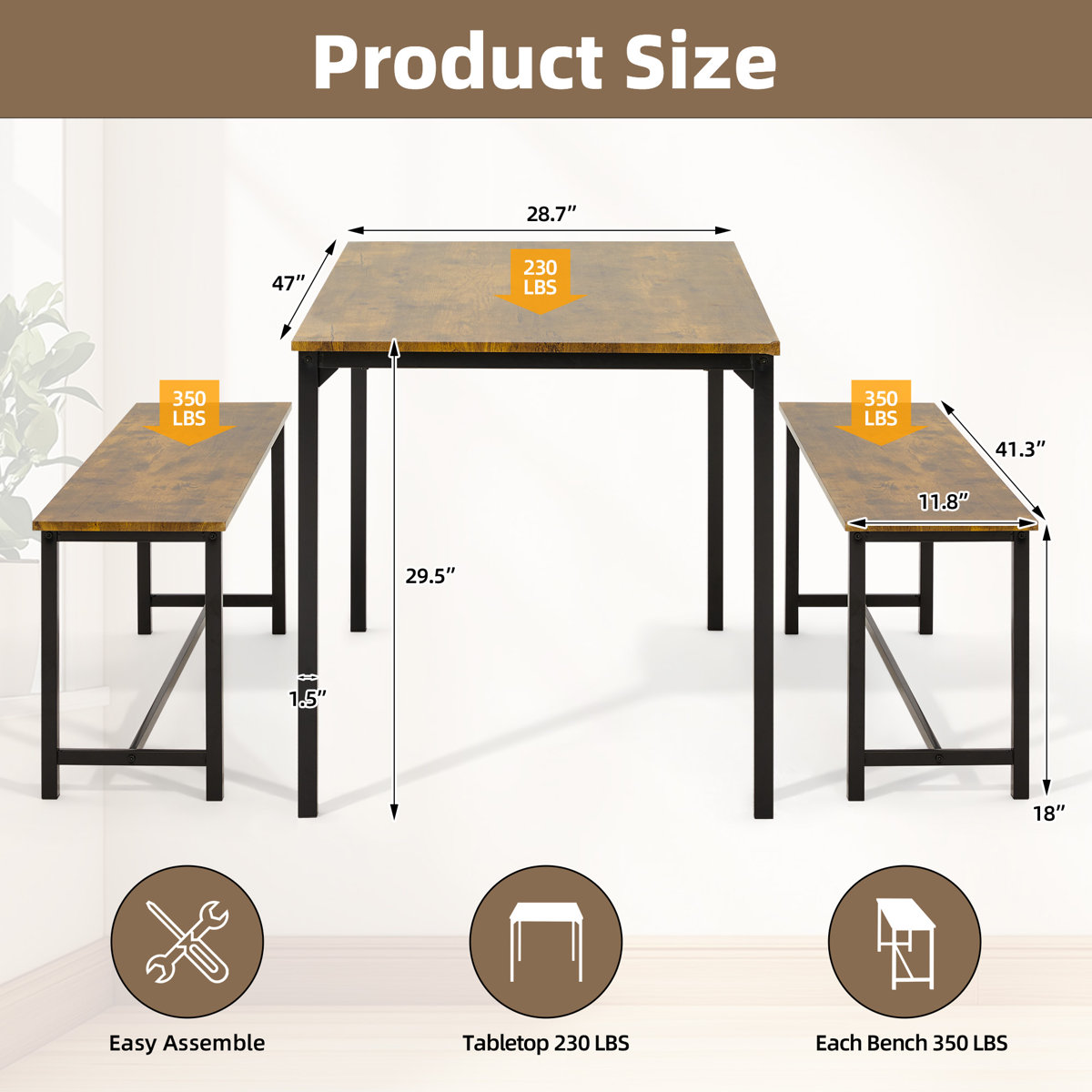 17 Stories Dining Table Set For 4-6, Ultra-Long Kitchen Table With 2 ...