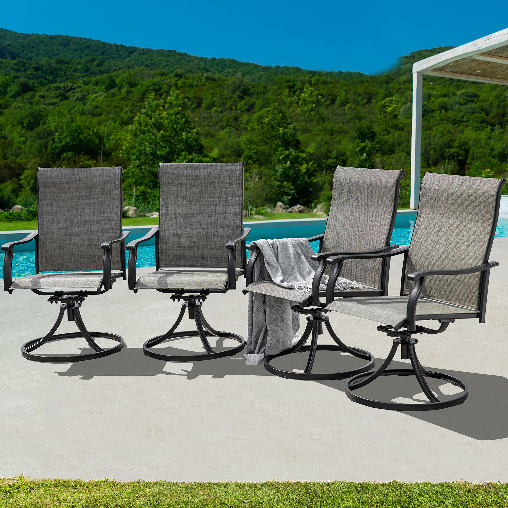 Red Barrel Studio® Staghorn All-Weather Swivel Patio Dining Armchair ...