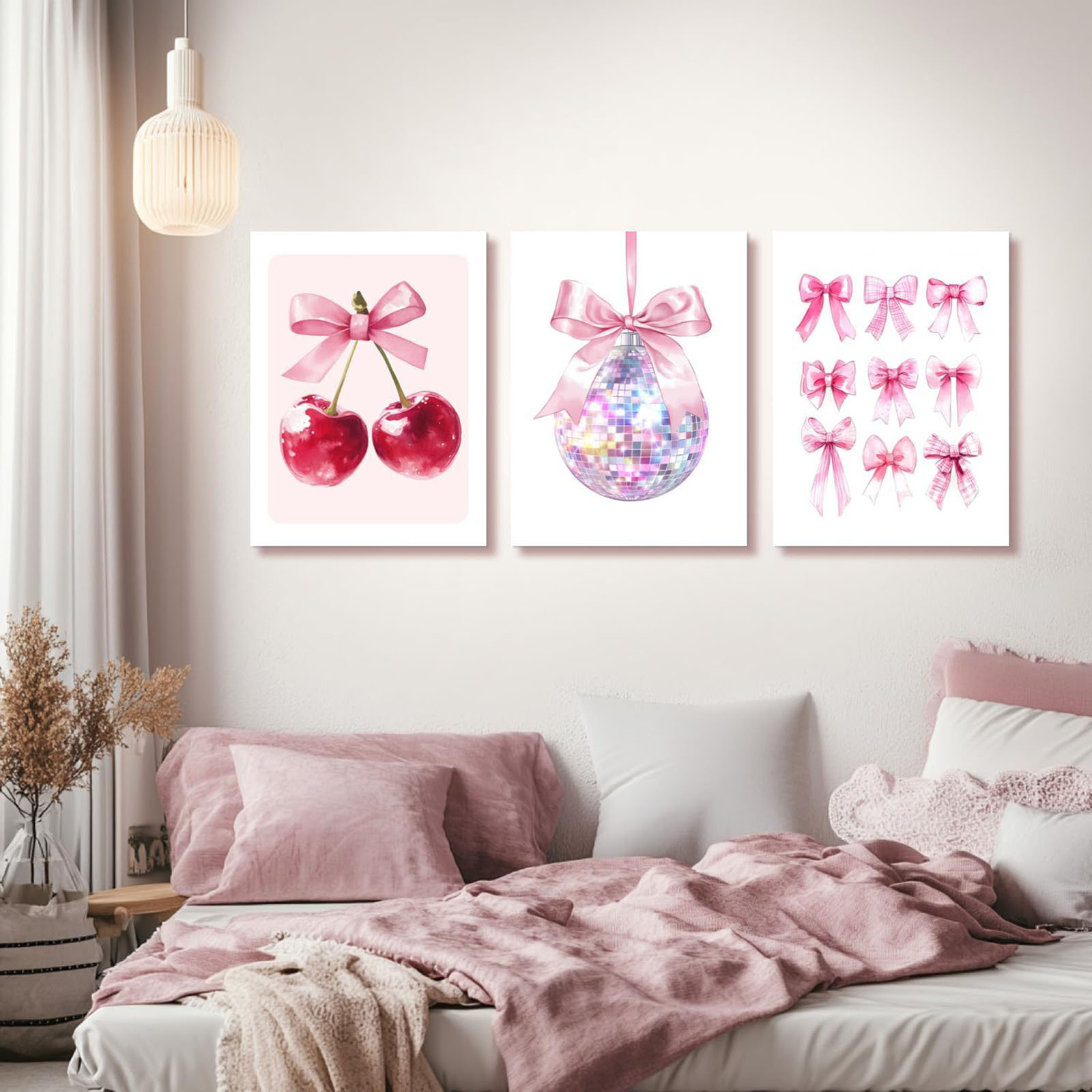 Mercer41 Framed Pink Coquette Bow Trendy Preppy Wall Art Prints Set Of ...