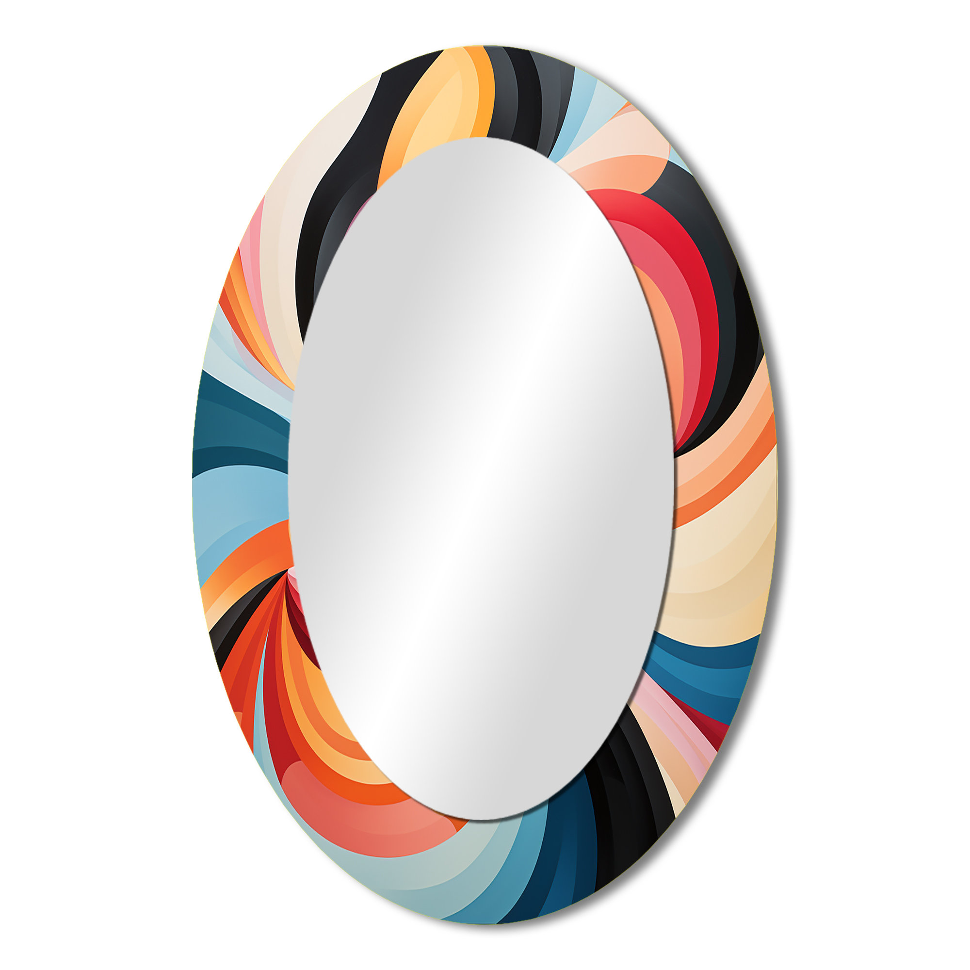 Dakota Fields Opt Art Chromatic Elixir VII - Abstract Oval Decorative Mirror On Metal | Wayfair