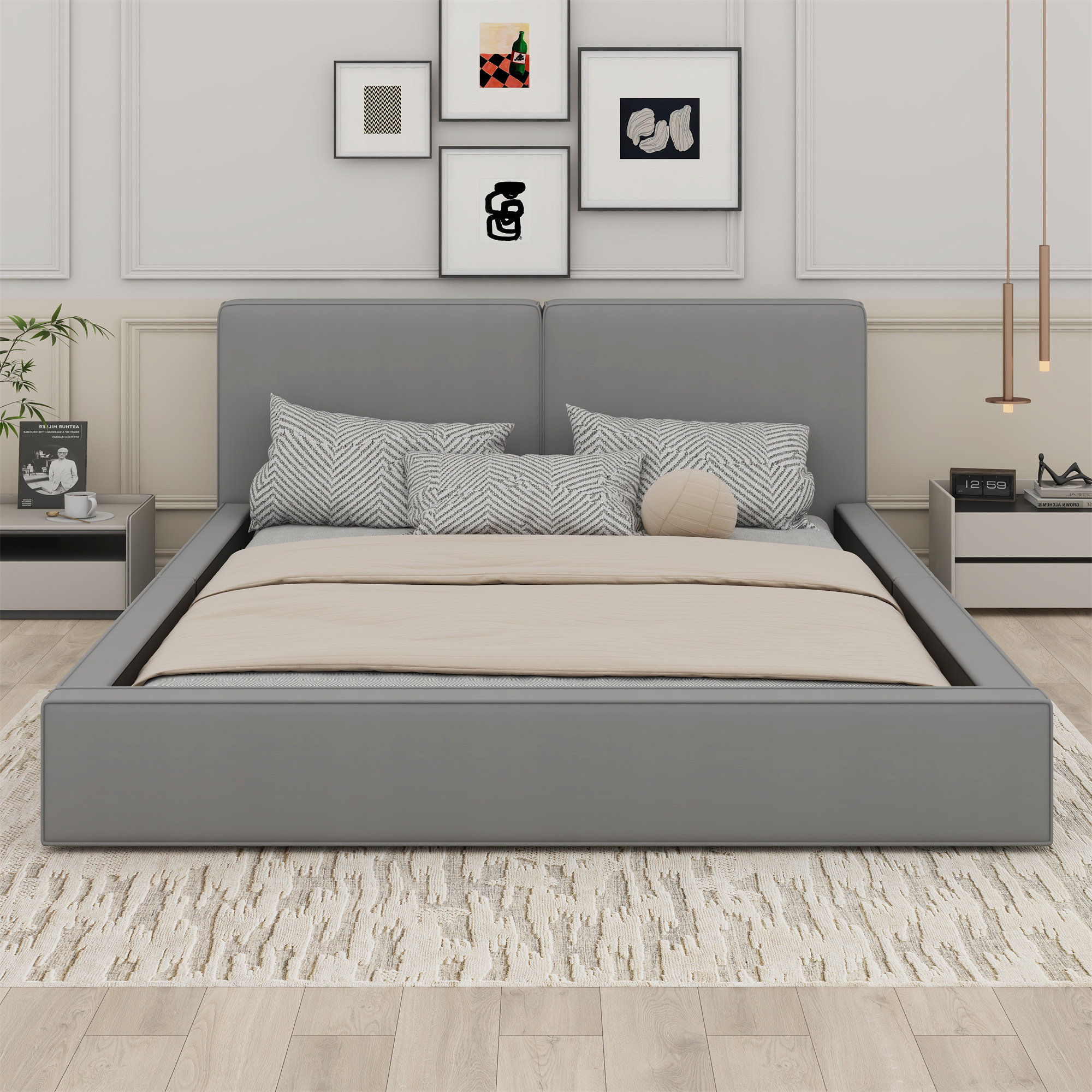 Mercer41 Upholstered Platform Bed, Grounded Bed With Solid Frame | Wayfair