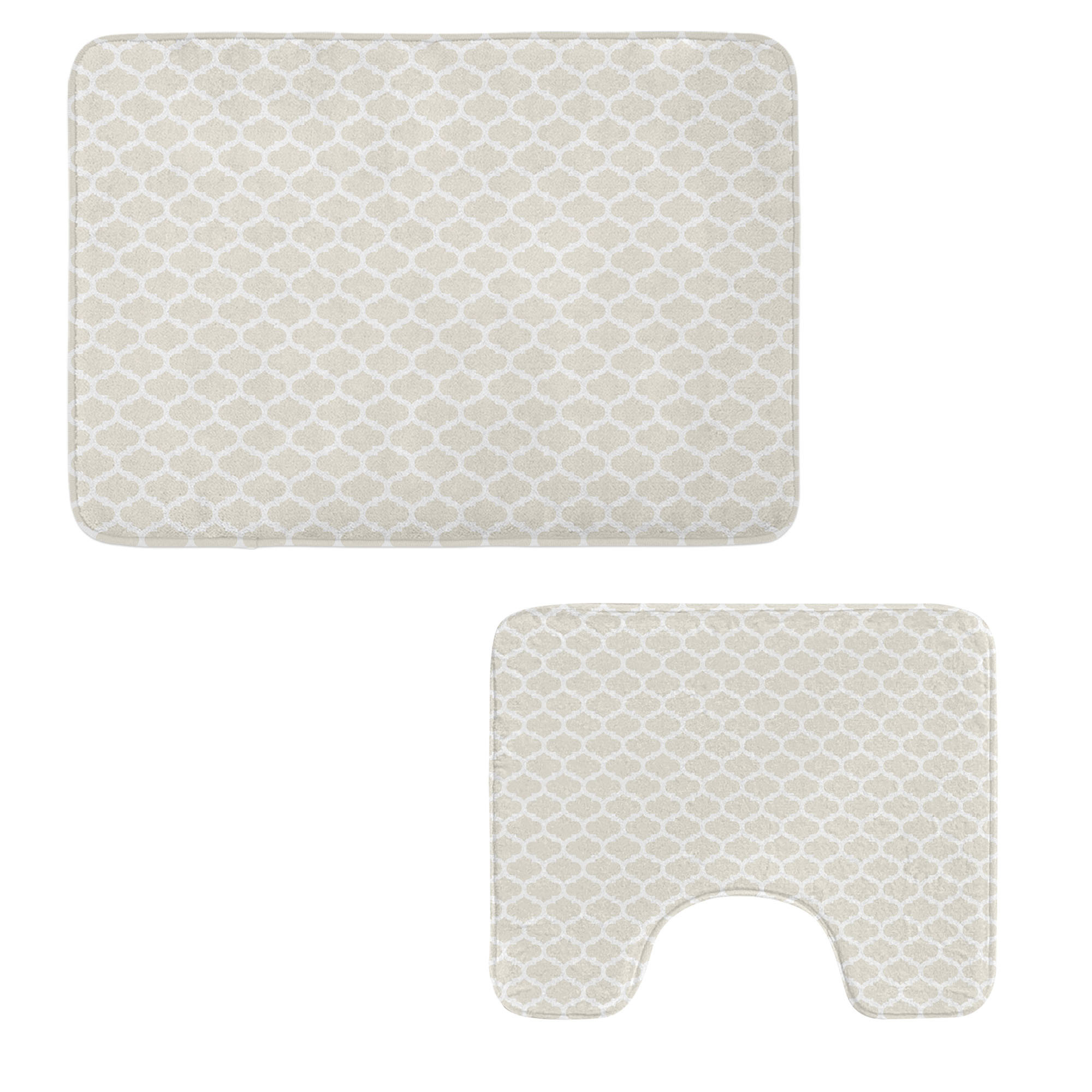 Ebern Designs Beige Bathroom Rug Set 2 Pieces Rectangle & Contour Mats ...